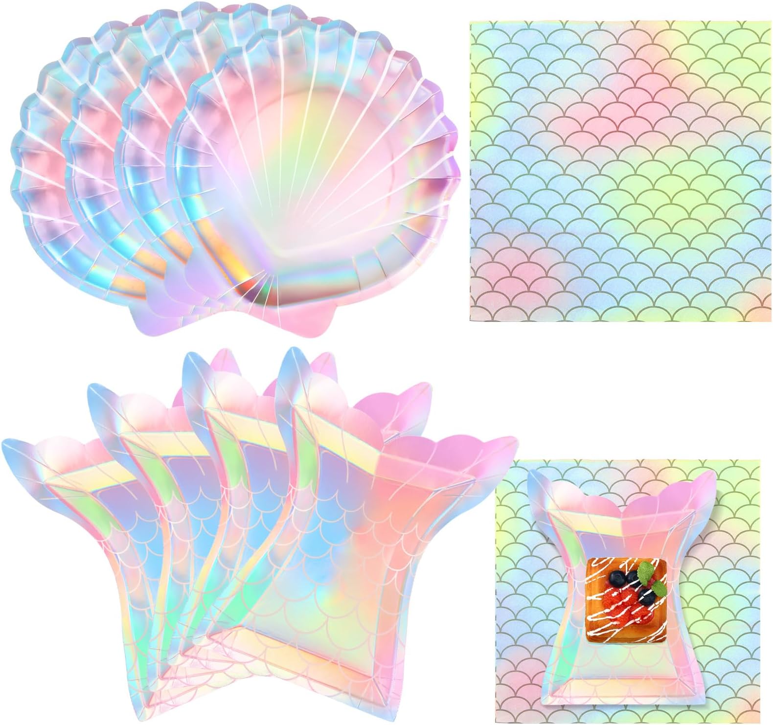 Amazon.com: Askljeby 96 Pcs Mermaid Birthday Party Supplies Plates and ...