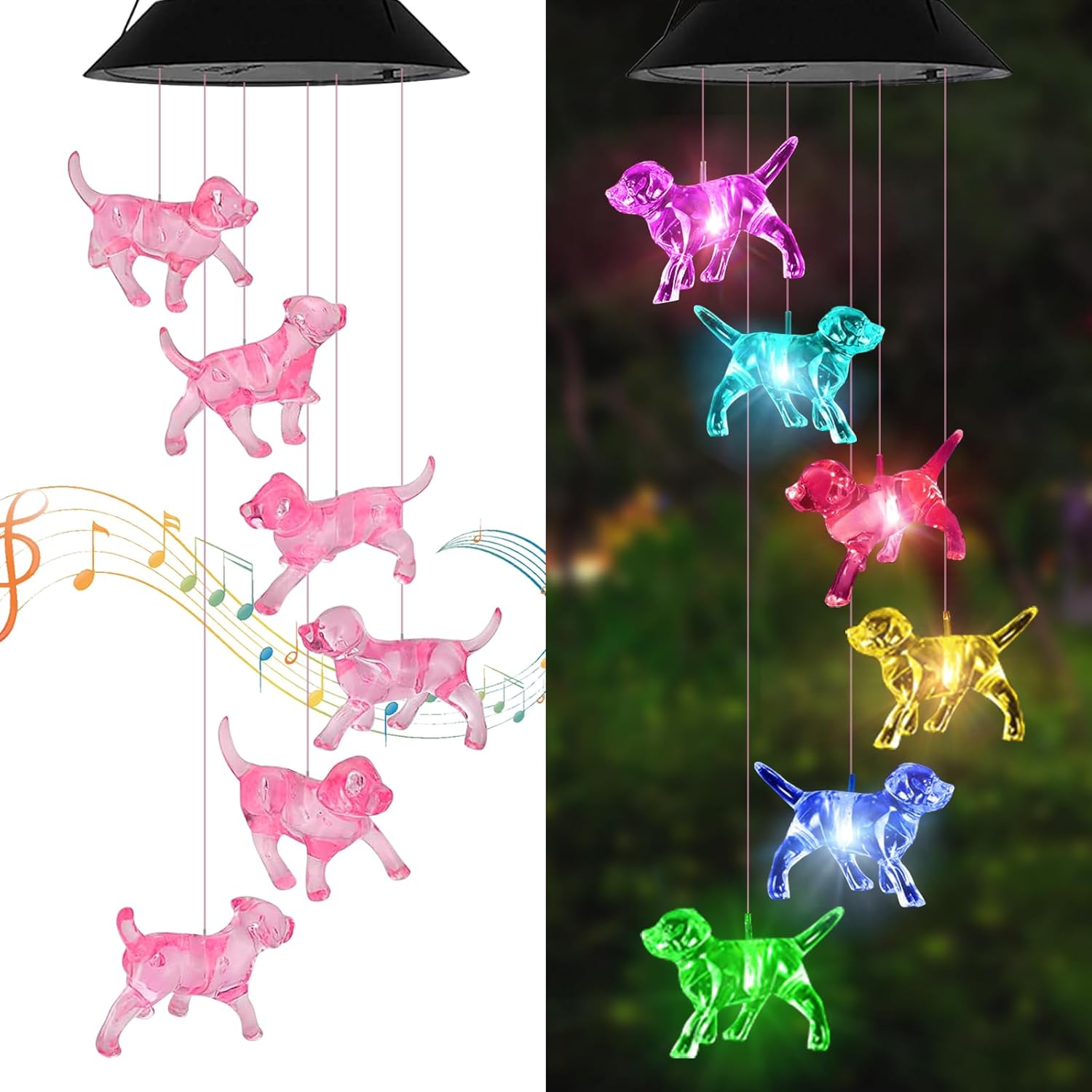 Amazon.com : Dog Solar Wind Chimes for Outside - AIONASA Color Changing LED Solar Hanging Lights ...