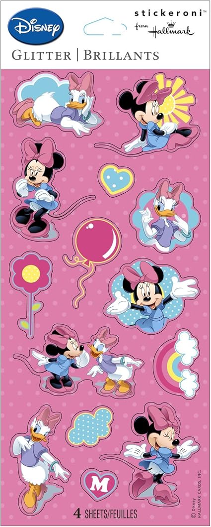Amazon.com: Hallmark - Disney Minnie and Daisy Glitter Sticker Sheets ...