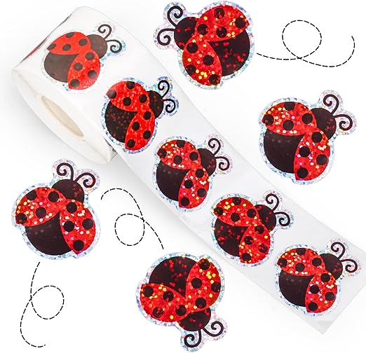 Amazon.com: Whaline Summer Ladybug Stickers Roll Laser Red Ladybird ...