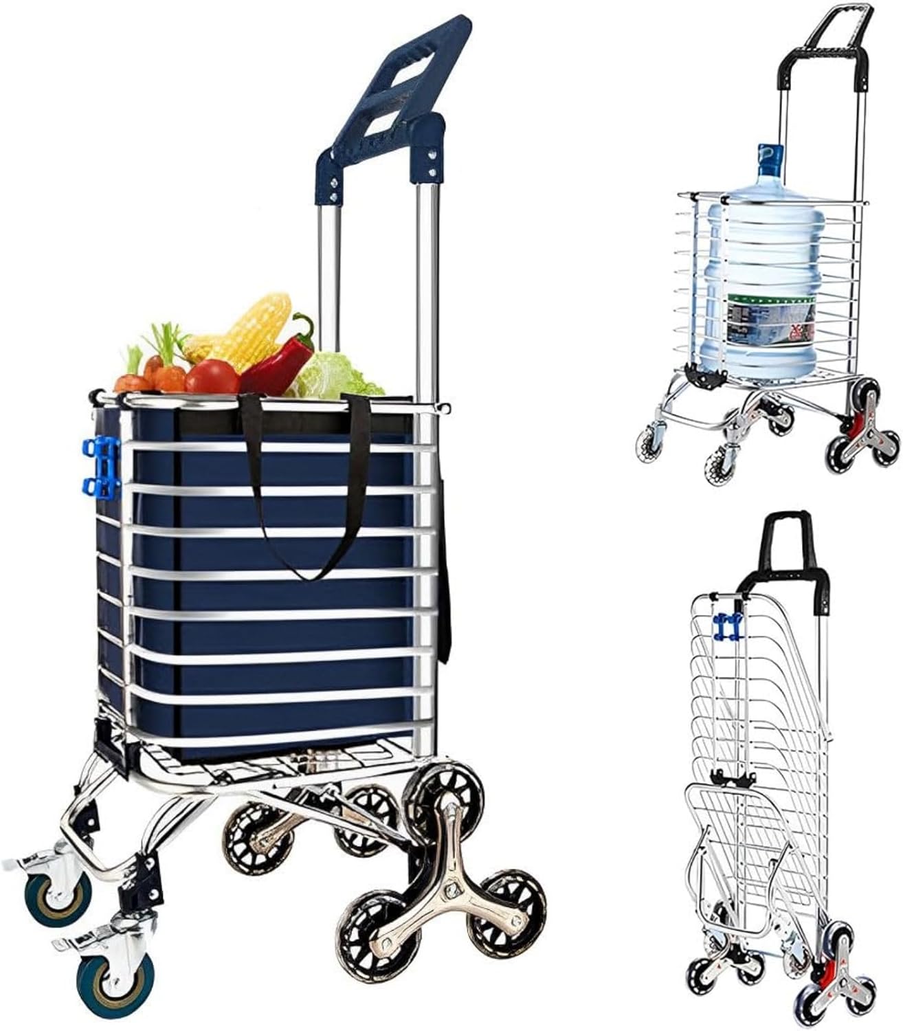 8-Wheel Stair Climbing Push Trolly, 360° Rotating Heightened Handle ...