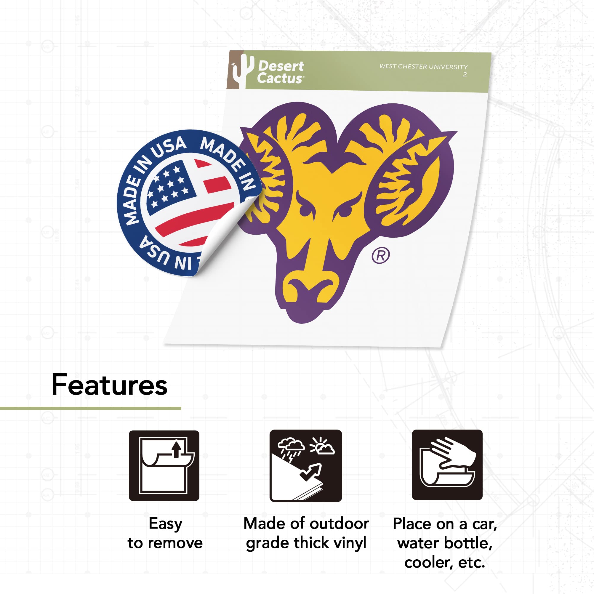 Wcupa Logo Desert Cactus West Chester University Sticker WCUPA Golden