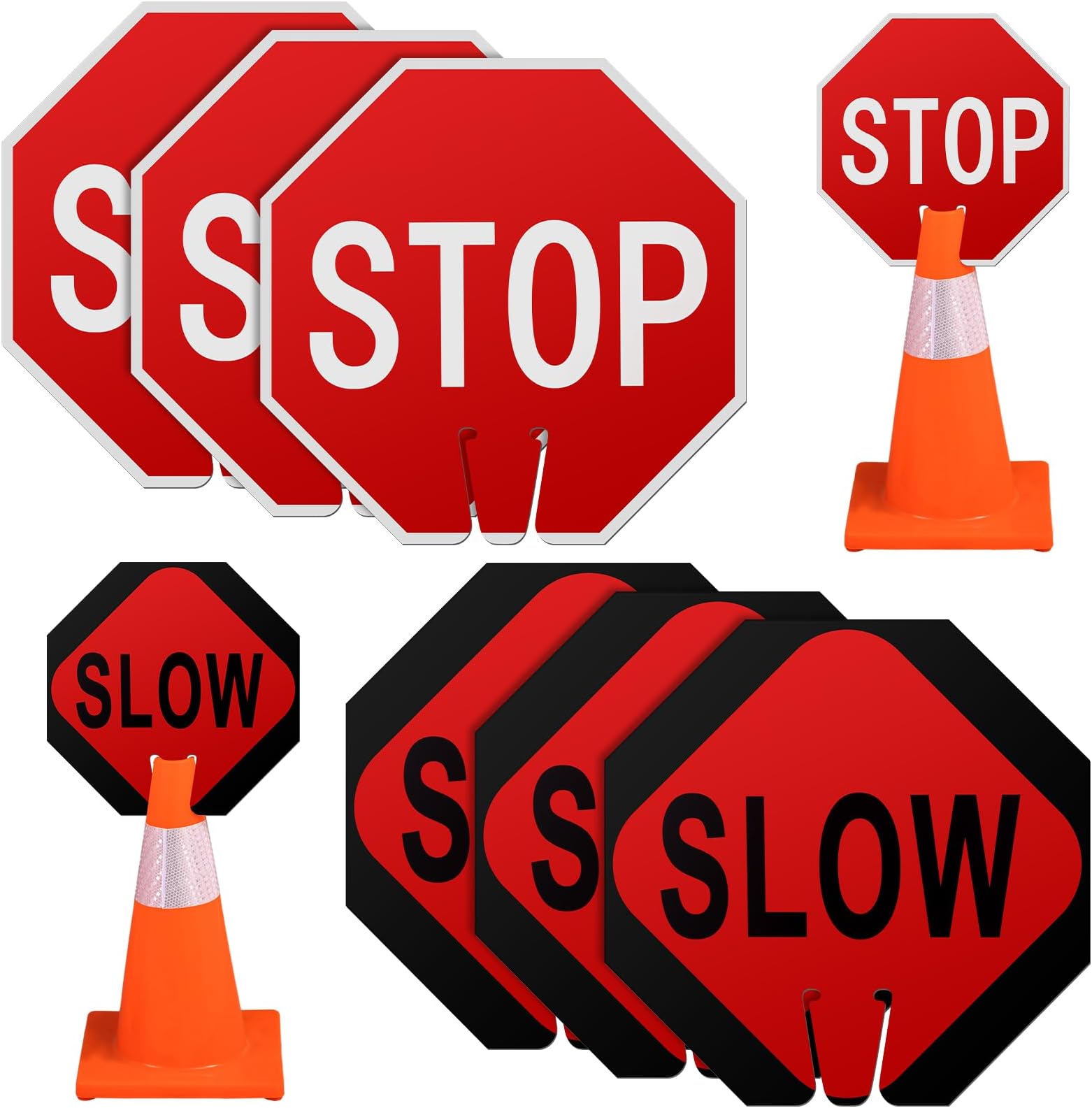 Flutesan 6 Pcs Slow Sign Traffic Cone Sign Road Traffic Cone Top ...
