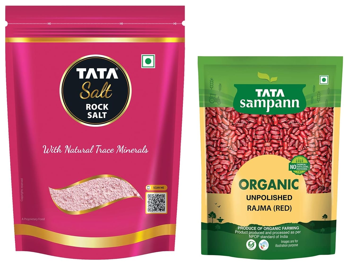 Tata Sampann Organic Rajma (Red), 500 g & Tata Salt Rock Salt | Premium ...
