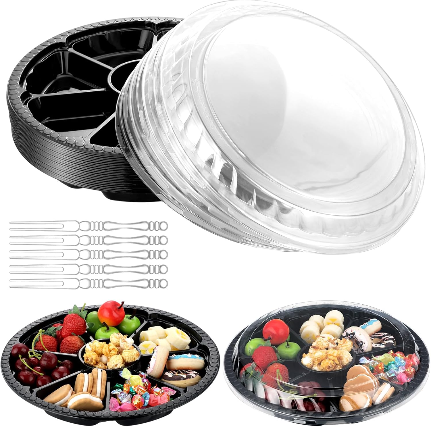 Amazon.com: Hushee 24 Pack Plastic Appetizer Serving Trays with Lids ...