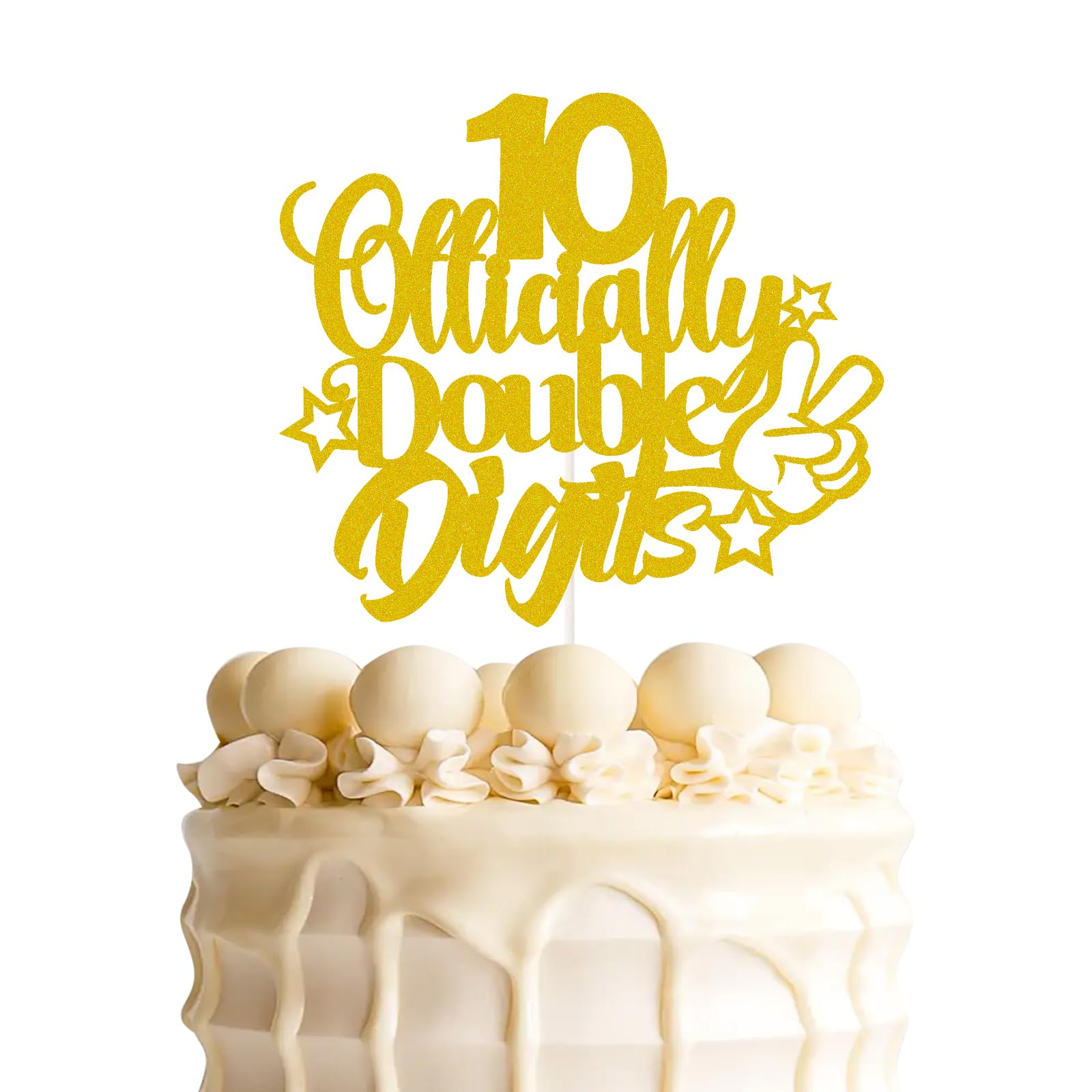 Amazon.com: Gold Officially Double Digits 10 Cake Topper, Double Digits ...