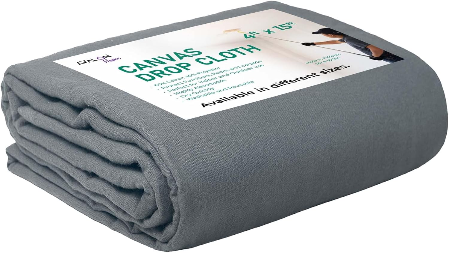 Avalon Home Canvas Drop Cloth for Painting 4x15 feet Pack of 1-8oz ...