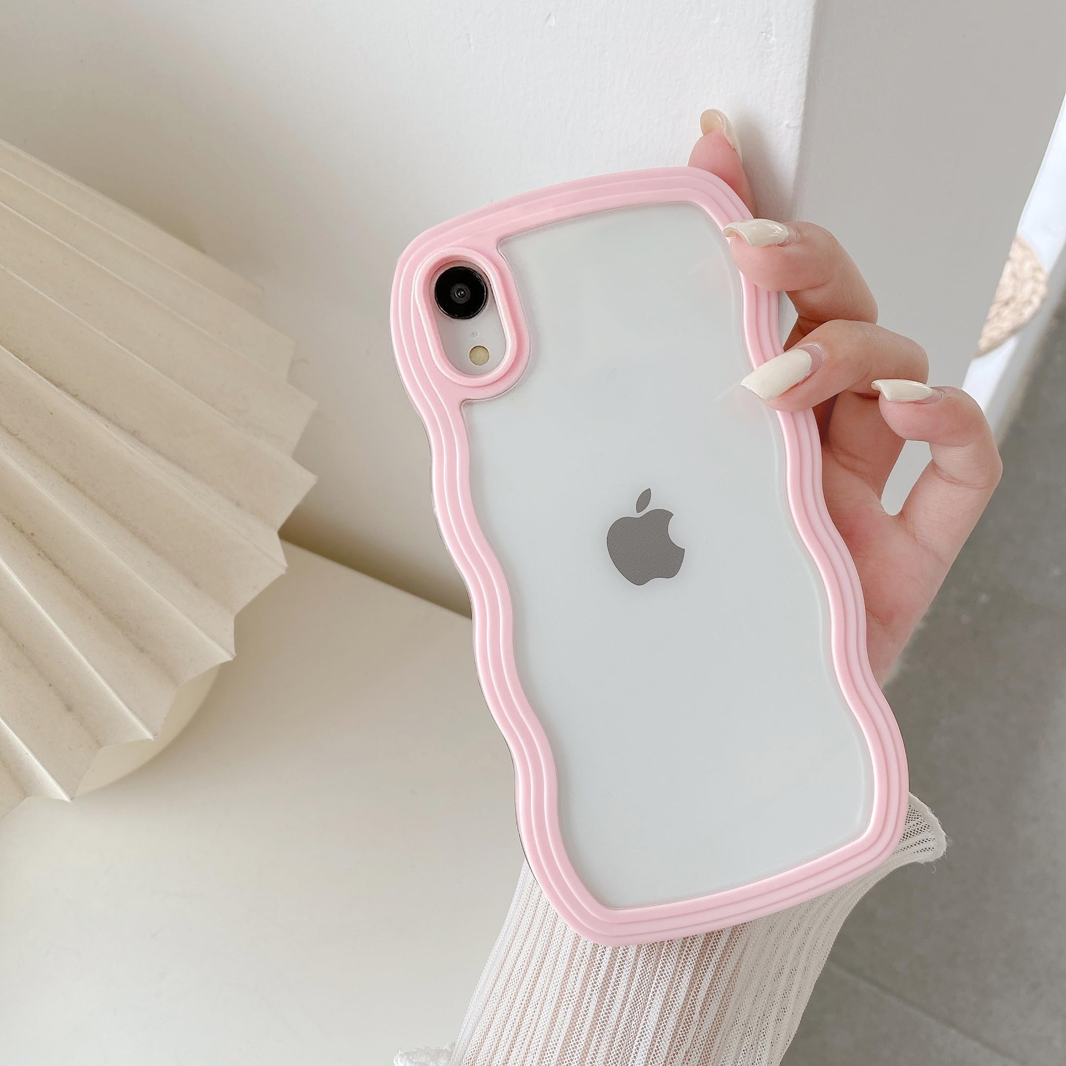 QLTYPRI Compatible with iPhone X Case/iPhone Xs Case, Cute Curly Wave ...