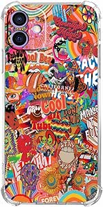 Amazon.com: Nsyosio Retro Hippie Groovy Case for iPhone 12,Aesthetic Trippy Elements Collage ...