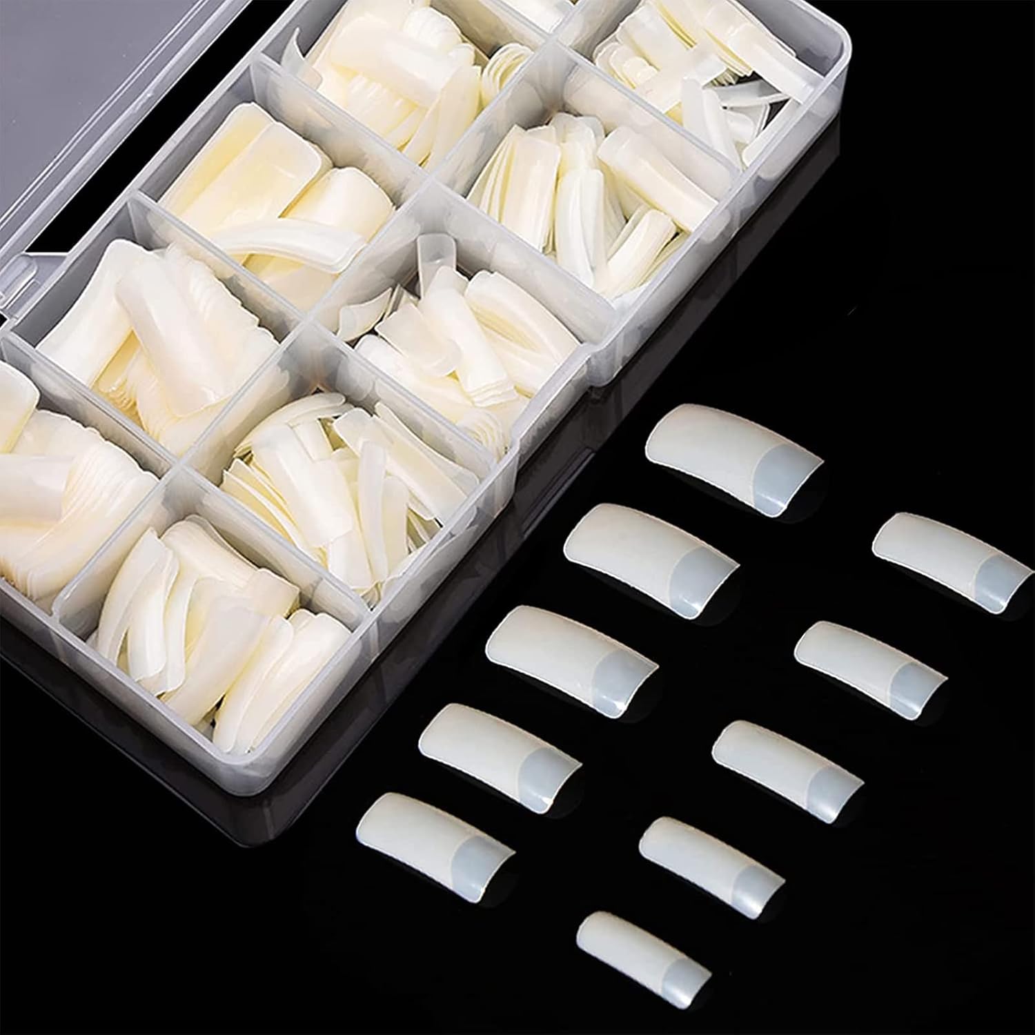 500 Pièces Capsules Faux Ongles French Acrylique tips, 10 tailles ...