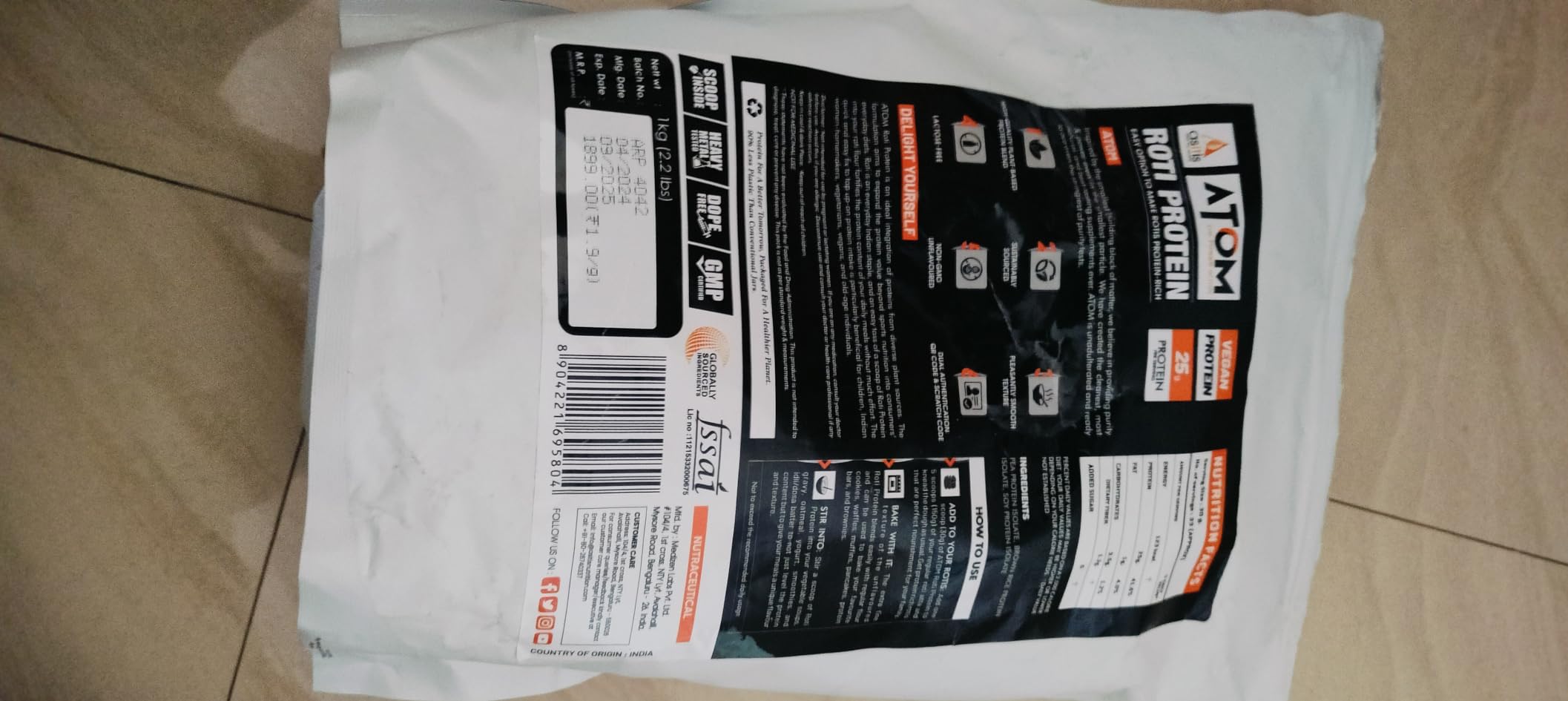 AS-IT-IS ATOM Roti Protein 1kg | Make Roti’s Protein Rich | Easy to use ...