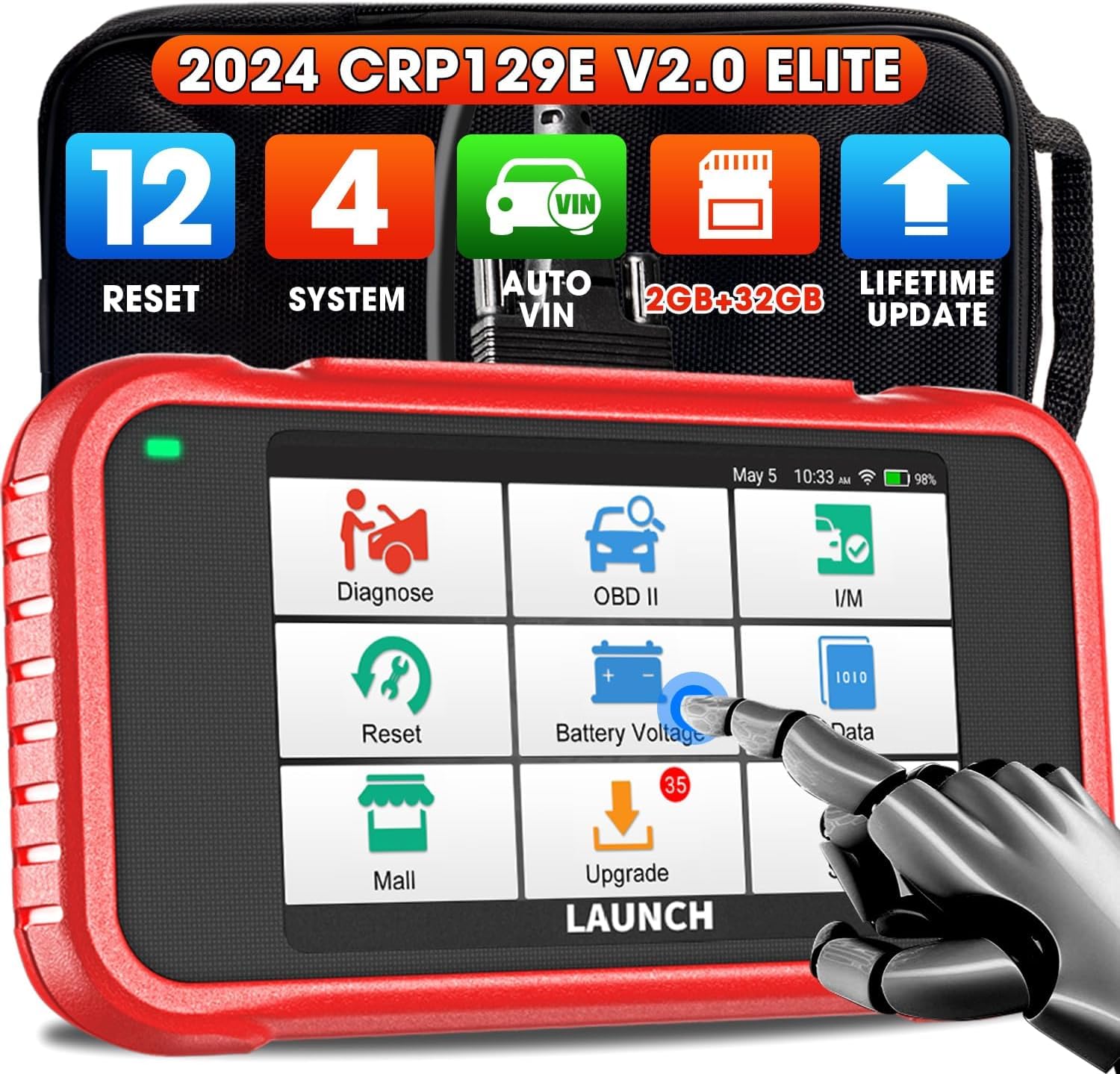 LAUNCH CRP129E V2.0 obd2 Diagnosegerät Auto,KFZ-tester für ABS SRS ...