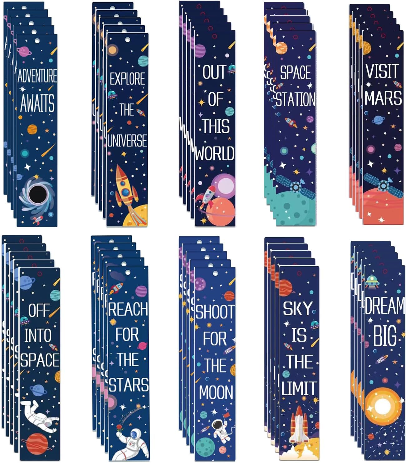 Amazon.com: Space Theme Bookmark Planet Rocket Spaceship Theme Bookmark ...
