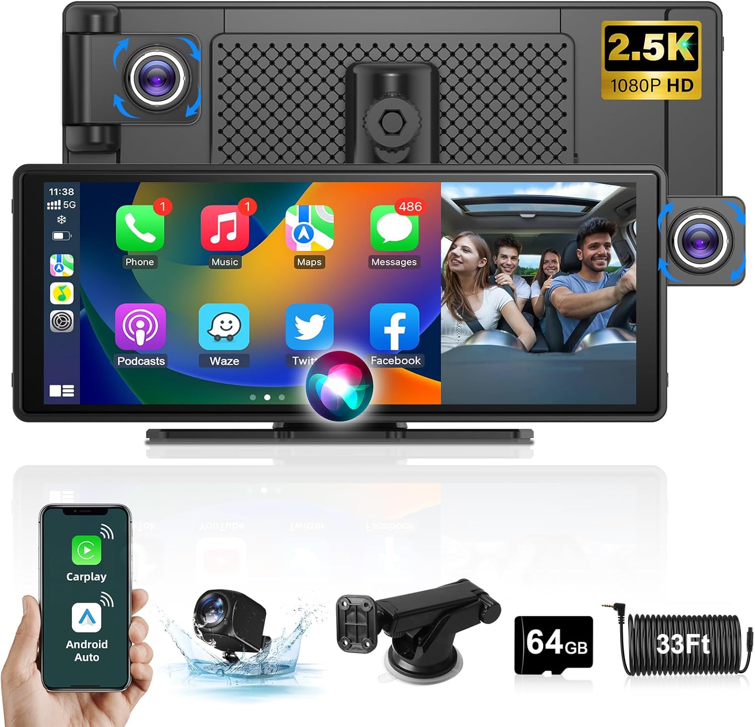 Exklusiv】 10,26 Zoll Carplay Display Android Auto Display mit 180 ...