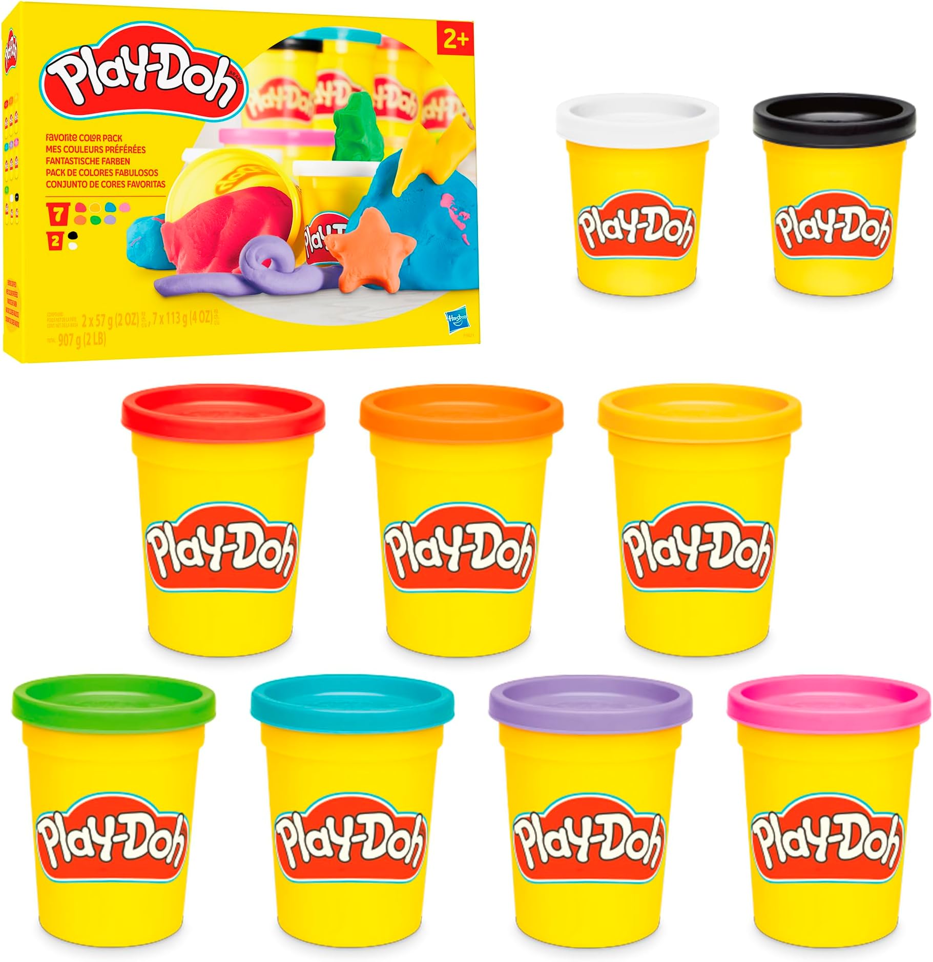 Amazon.com: Hasbro E4867AS00 Play-Doh Modeling Compound 4-Pack of 4-Ounce Cans (Wild Colors ...
