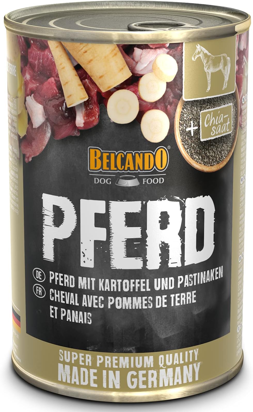 BELCANDO Nassfutter für Hunde, Pferd mit Kartoffel, 6X 400g Dose ...