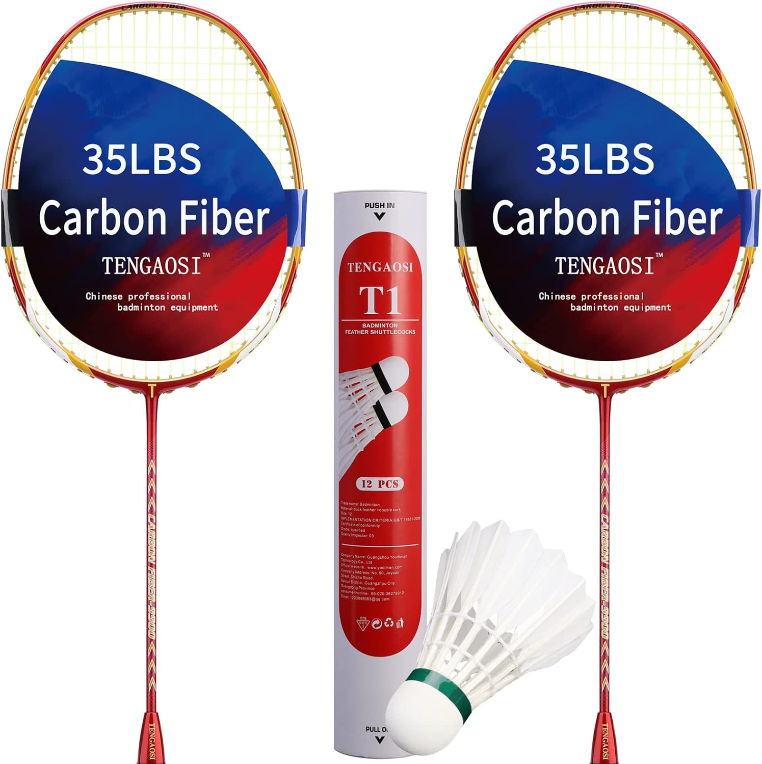 TENGAOSI - High Grade 2 Player Graphite Badminton Racket Set ...