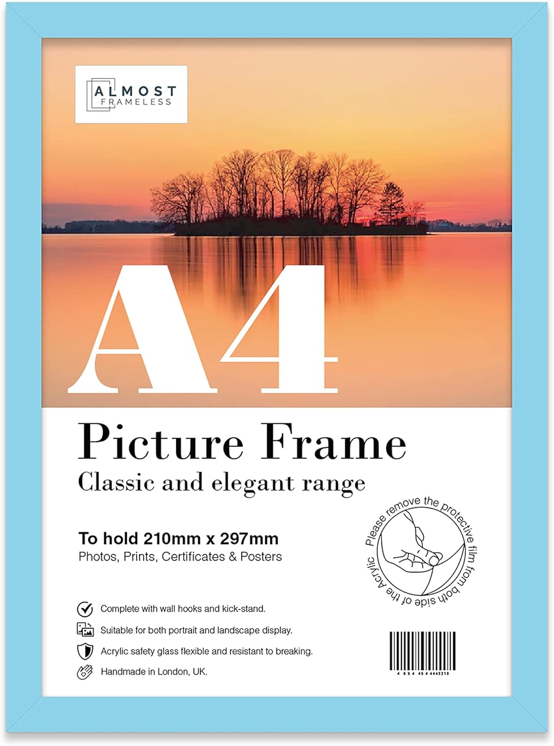 A4 Light Blue Picture Frame, Fits A4 (21 x 29.7cm - 8.3 x 11.7in ...