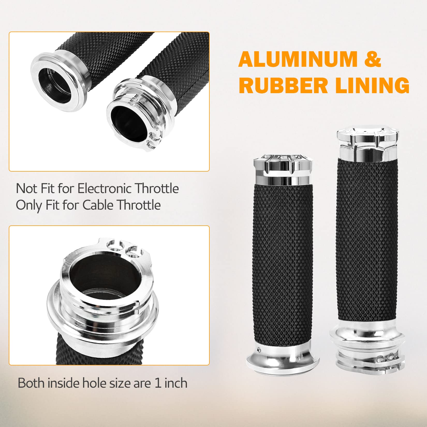 1 Inch Handlebar Grips Harley Honda Yamaha Compatible 1 Inch Motorcycle ...