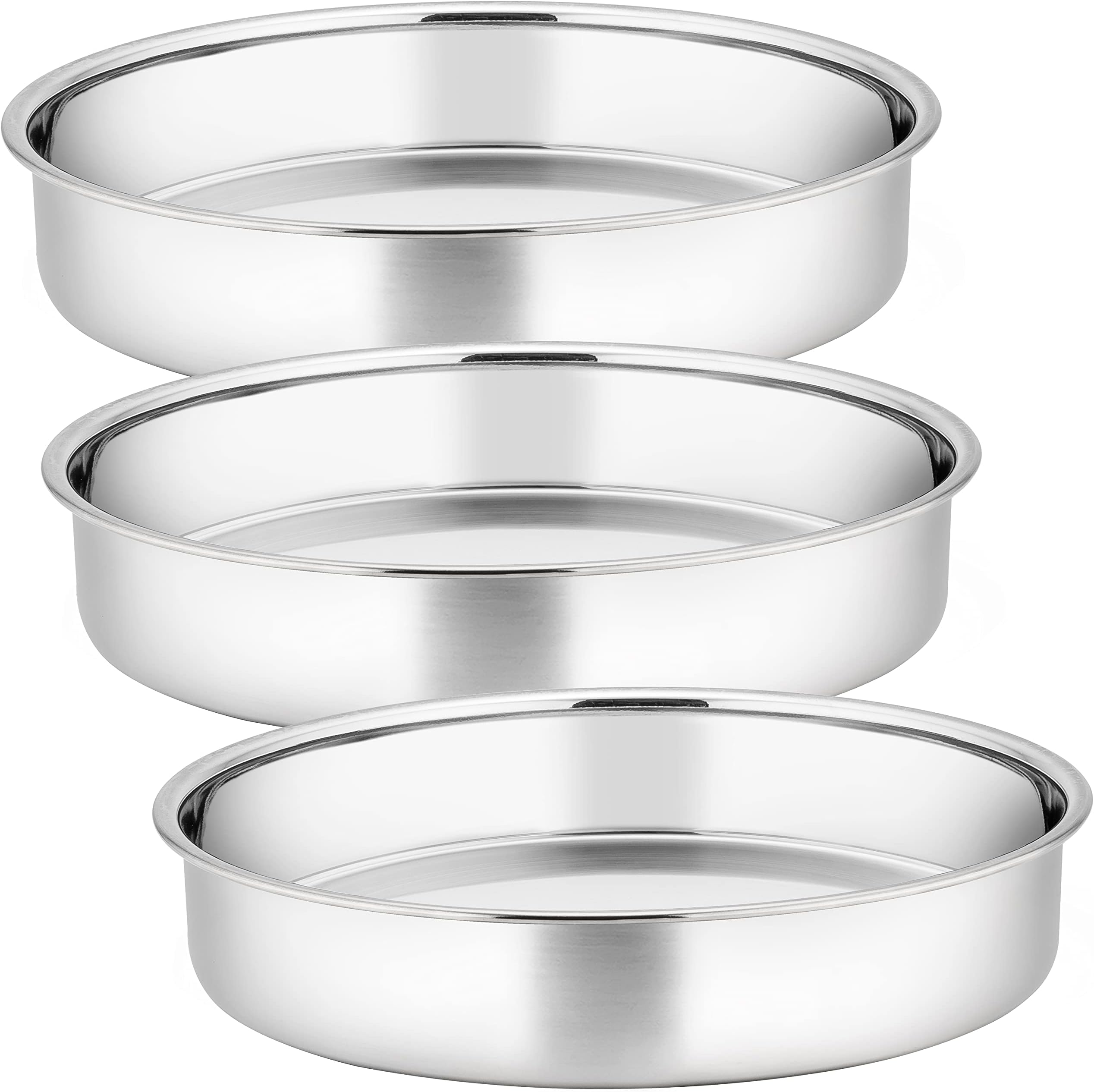 HaWare Cake Tin set of 3, 100% stainless steel Round Cake Pan Baking ...