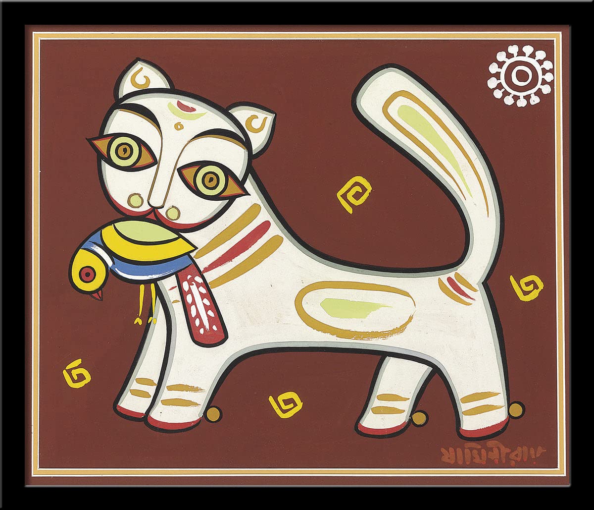 Tallenge - Jamini Roy - Cat with Parrot - Jamini Roy - Bengal Art ...