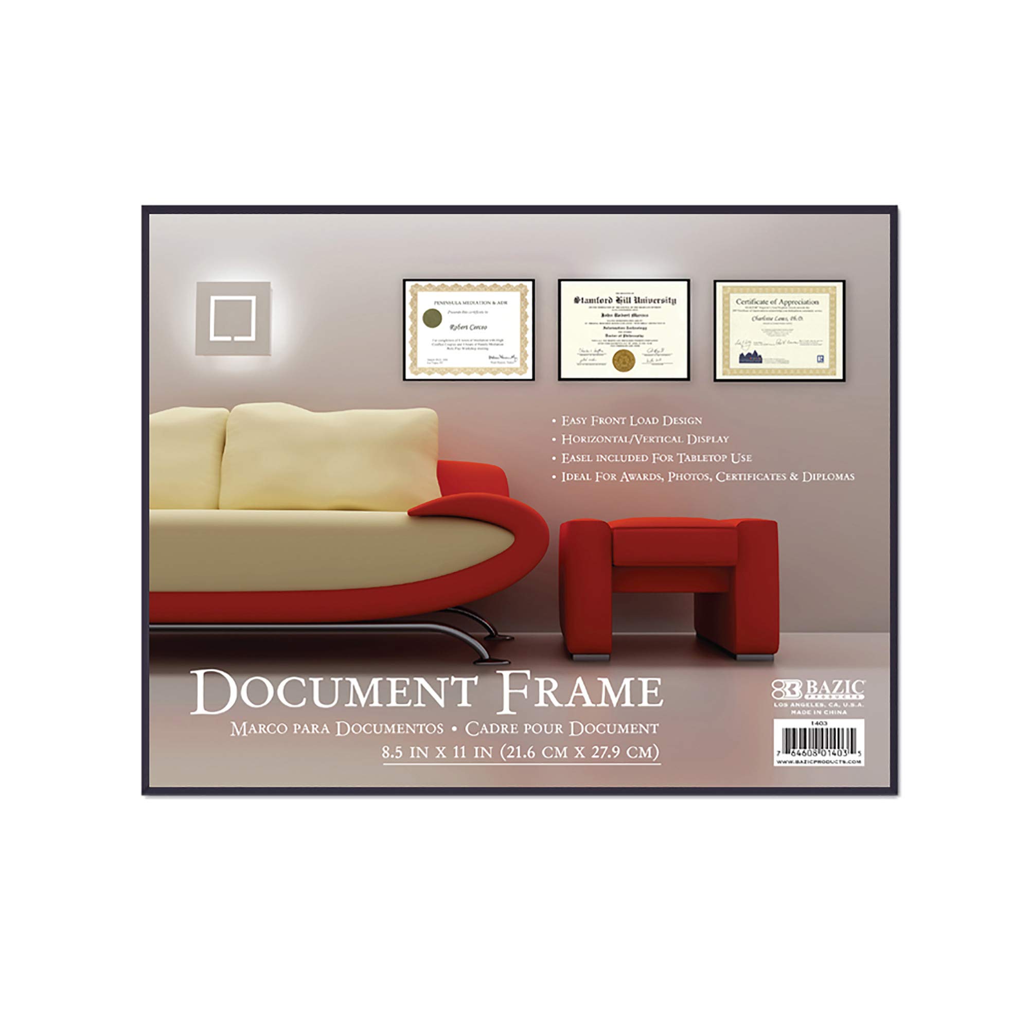 Amazon.com - BAZIC Document Frame w/Glass Cover 8.5" X 11", Wall Mount ...