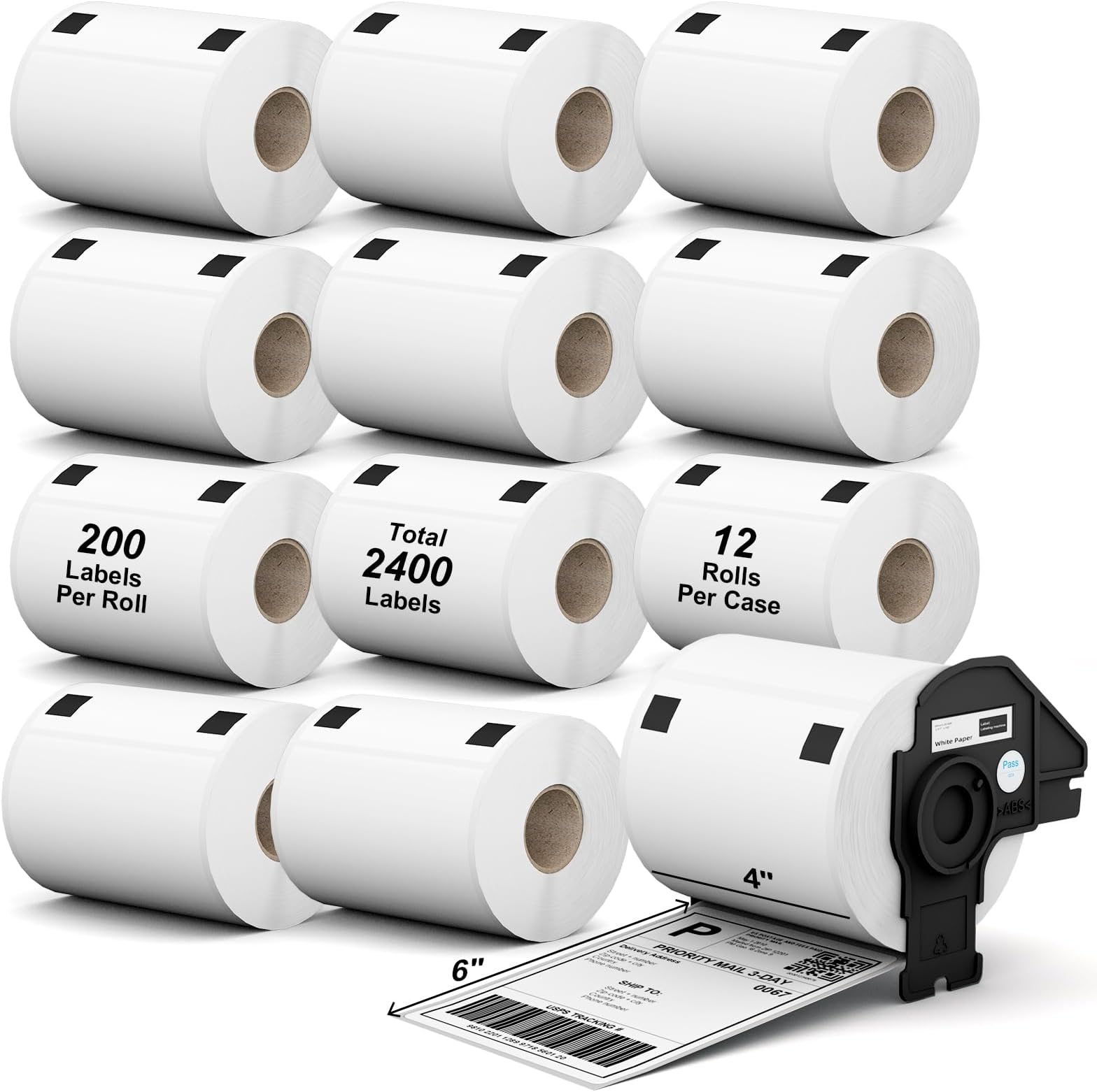 Amazon.com : 12 Rolls 2400 Labels 4"x6" Shipping Labels Replacement for ...