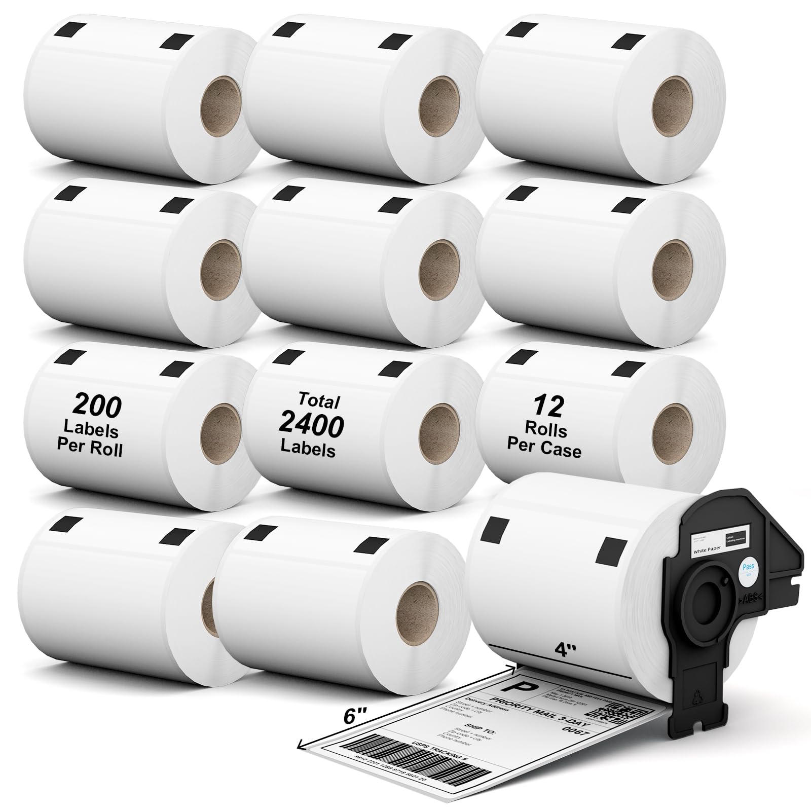 Amazon.com : 12 Rolls 2400 Labels 4"x6" Shipping Labels Replacement for ...
