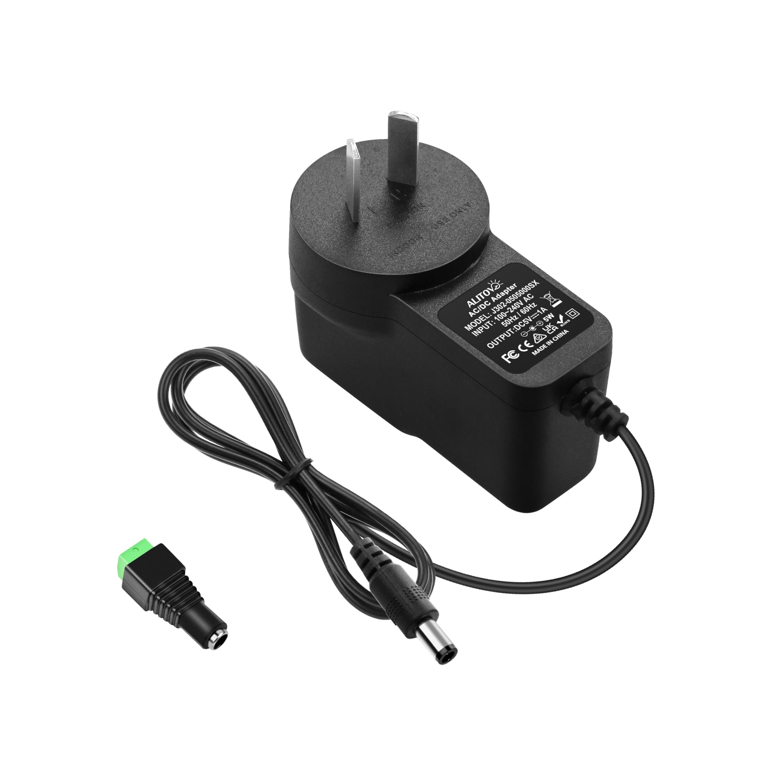ALITOVE 5V 1A Power Supply 220-240V AC to DC 5V Power Cord 5 Volt 1A 5W AC/DC Power Adapter ...