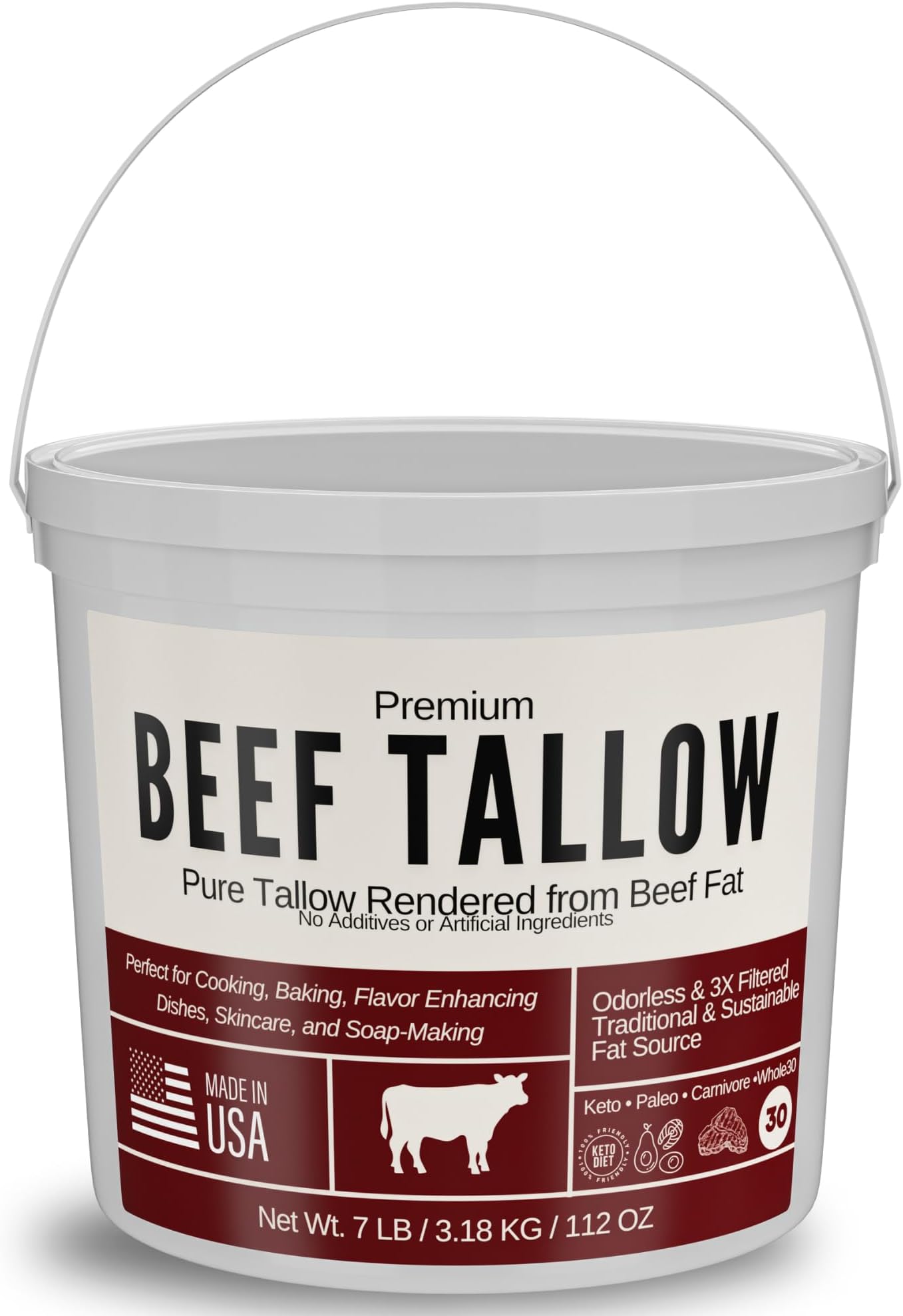 Amazon.com: Beef Tallow for Cooking 7 LB, : Grocery & Gourmet Food