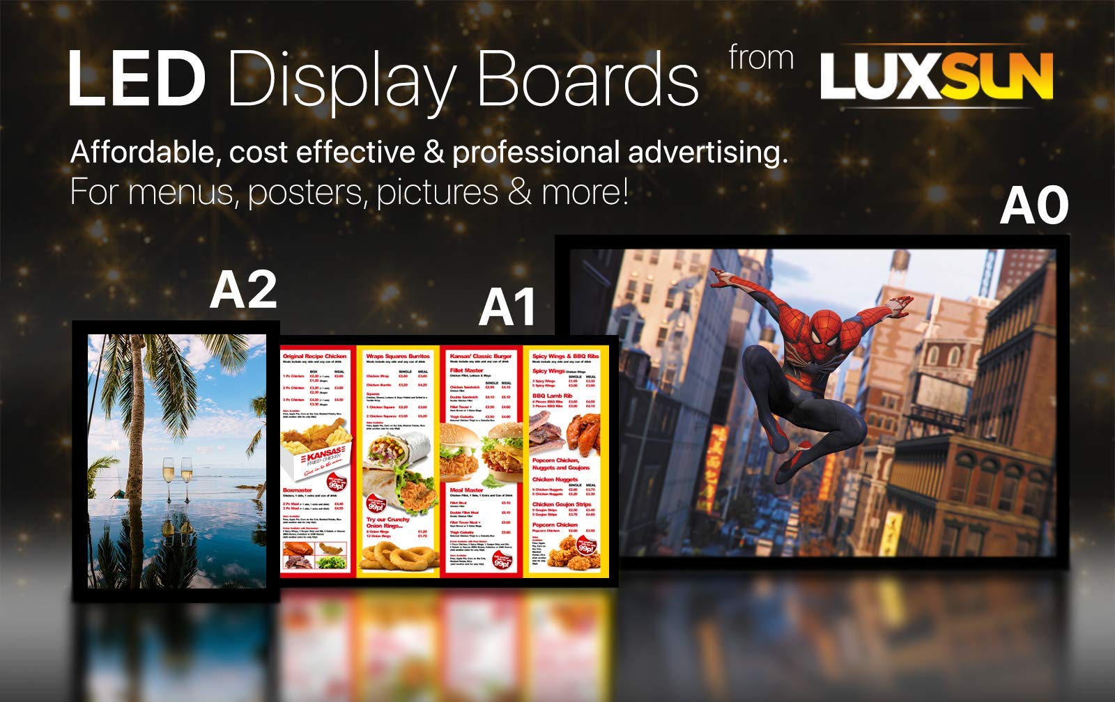 A0 | LED Illuminated Backlit Snap Frame Poster Display Light Box Menu ...