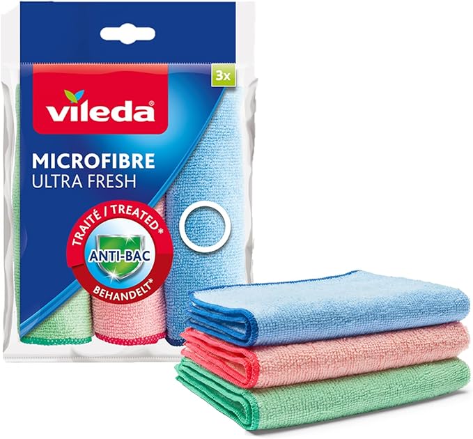 Vileda Microfibre ULTRA FRESH Cloths | Anti-bacterial* | all-purpose ...