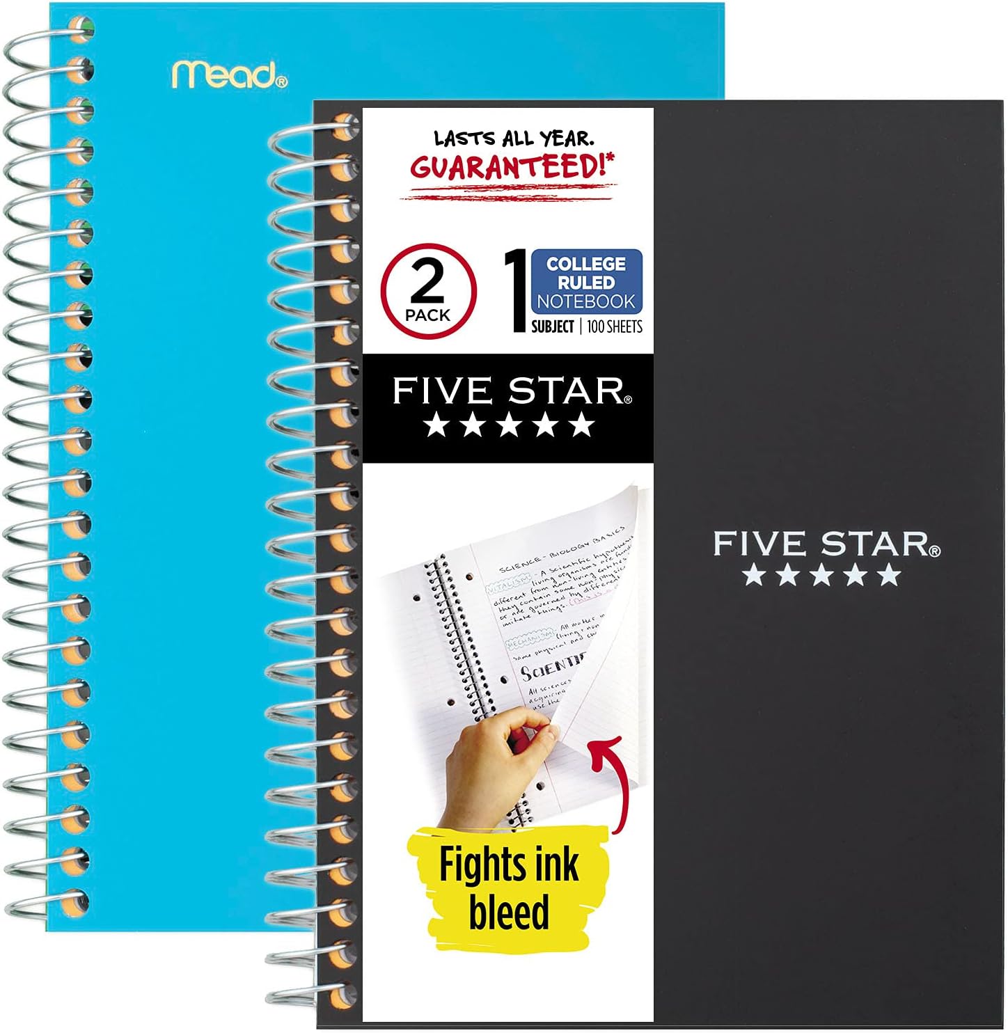 Amazon.com : Mead Five Star Spiral Notebooks, 1 Subject, College Ruled ...