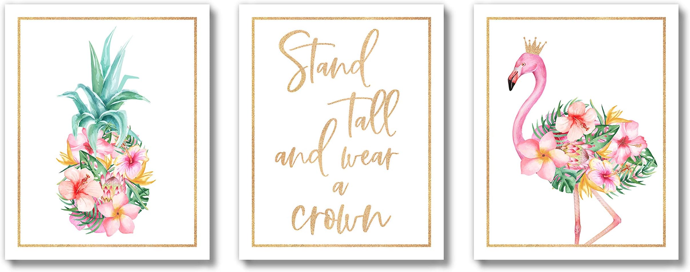 Amazon.com: Brooke & Vine Pineapple Flamingo Girl Room Wall Decor Art ...