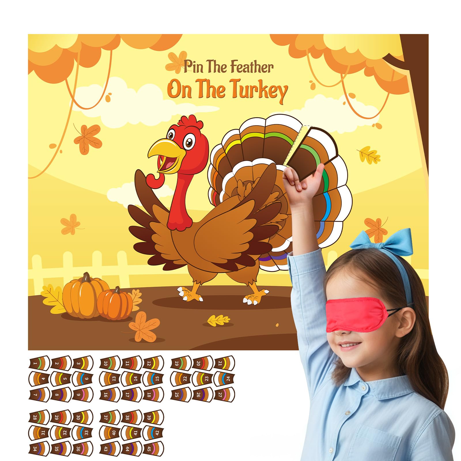 Amazon.com: Haunt Couture 45 Pcs Thanksgiving Games - Pin The Tail on ...