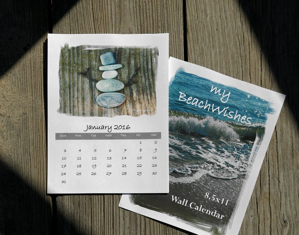 Amazon.com: 2016 Beach Theme Wall Calendar- 8.5x11 Inspirational Photo ...