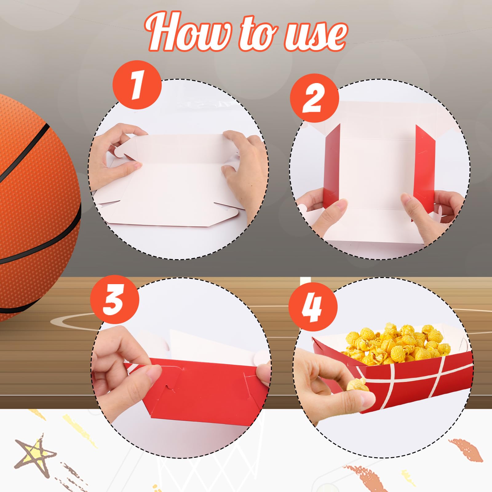Snapklik.com : Basketball Paper Food Trays 60 Pcs Disposable Snack ...