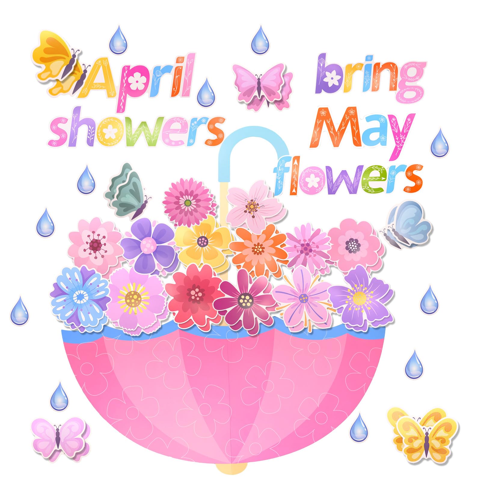 Amazon.com: Olutacot 59 Pcs April Showers Bring May Flowers Decorations ...