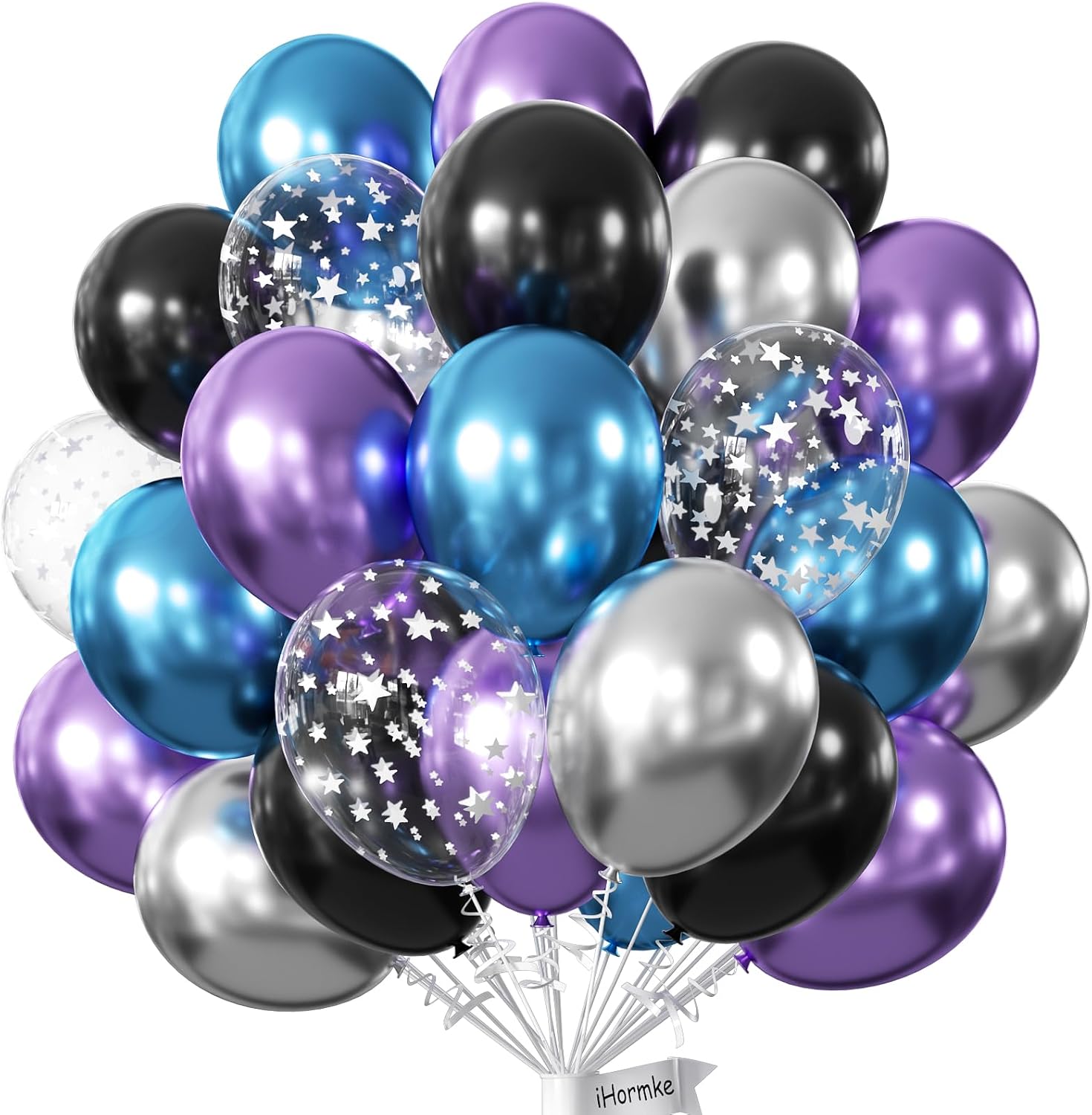 Amazon.com: Galaxy Outer Space Balloons,60 Pack 12 Inch Metallic Blue ...