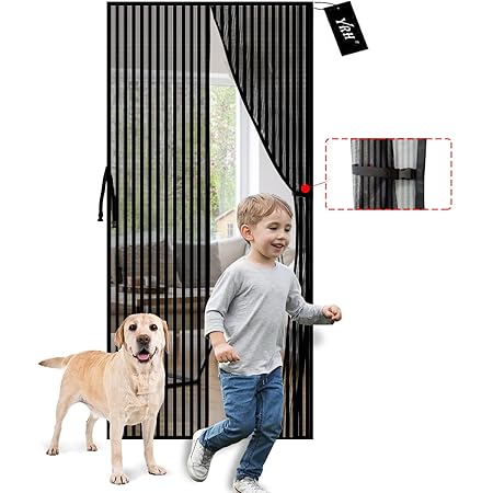 YRH Magnetic Screen Door - with Stay-Open Buckle,Self Sealing,Heavy ...