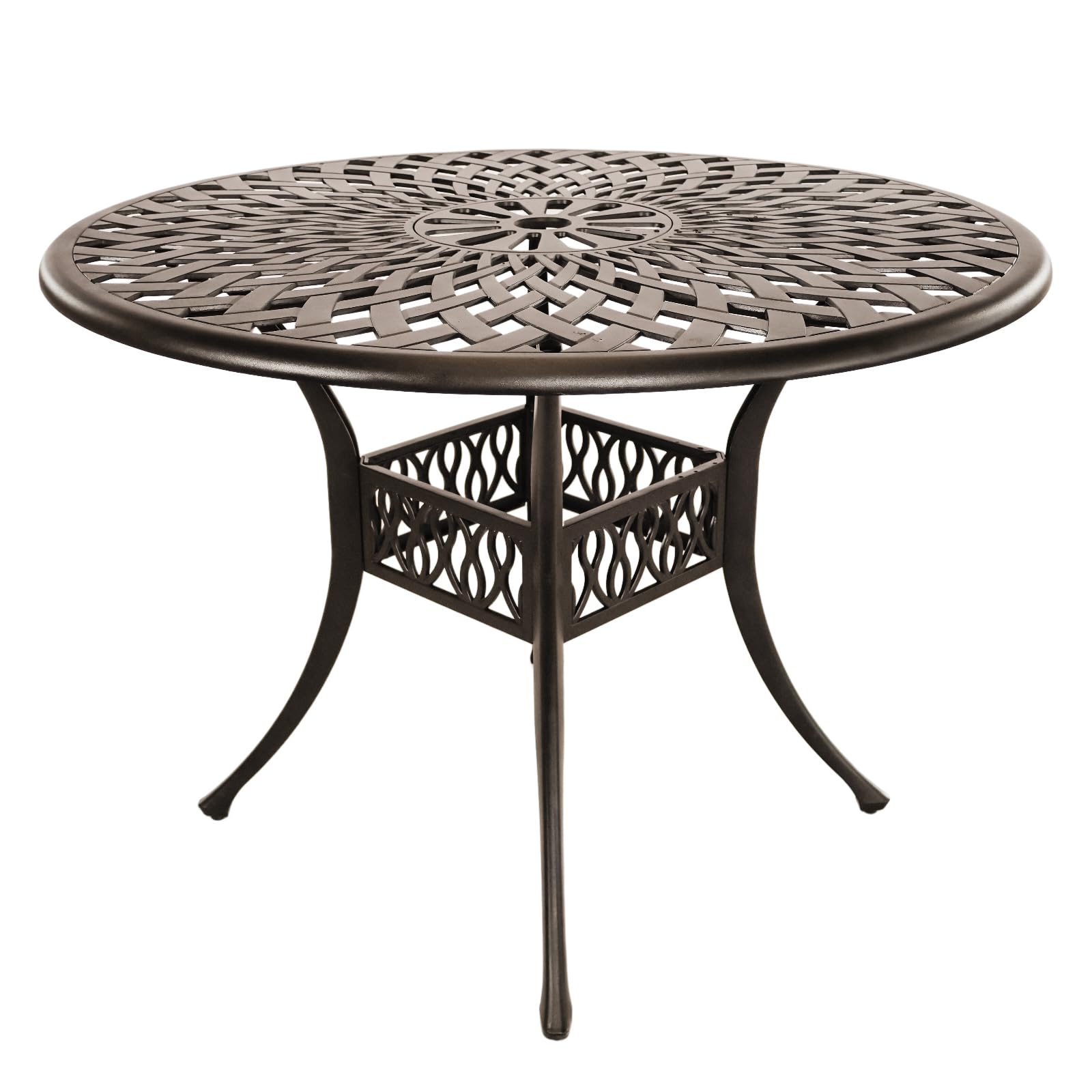 Amazon.com : Withniture Outdoor Round Cast Aluminum Patio Dining Table ...
