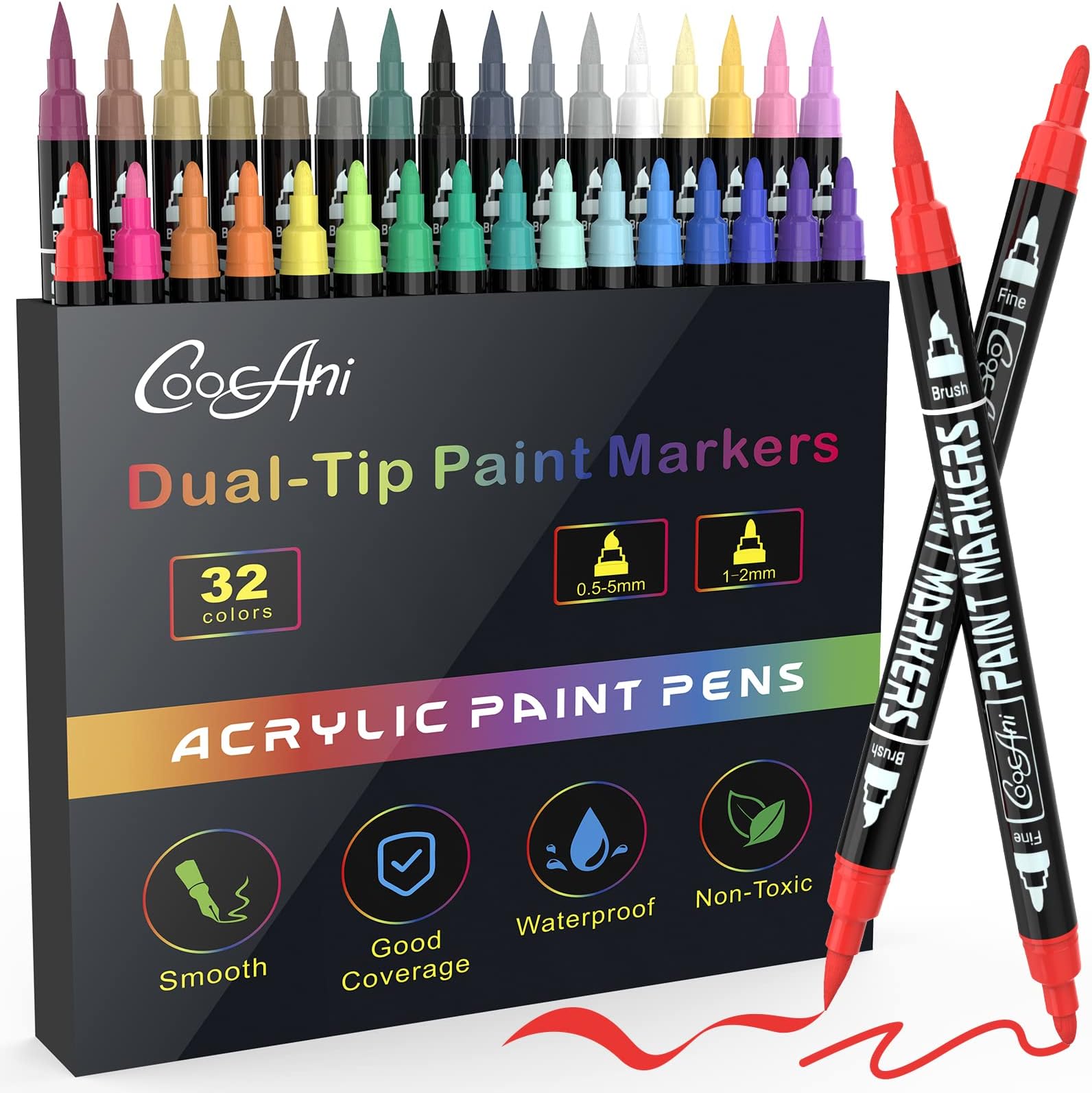 Amazon.com: EscriWise 54 Colors Acrylic Paint Pens Paint Markers Set ...