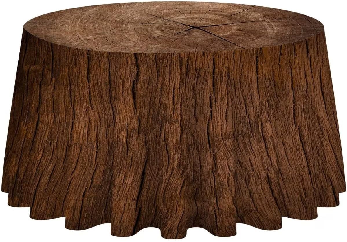 Amazon.com: Round Tablecloth - 90 Inch Brown Wood Stump Circular Table ...