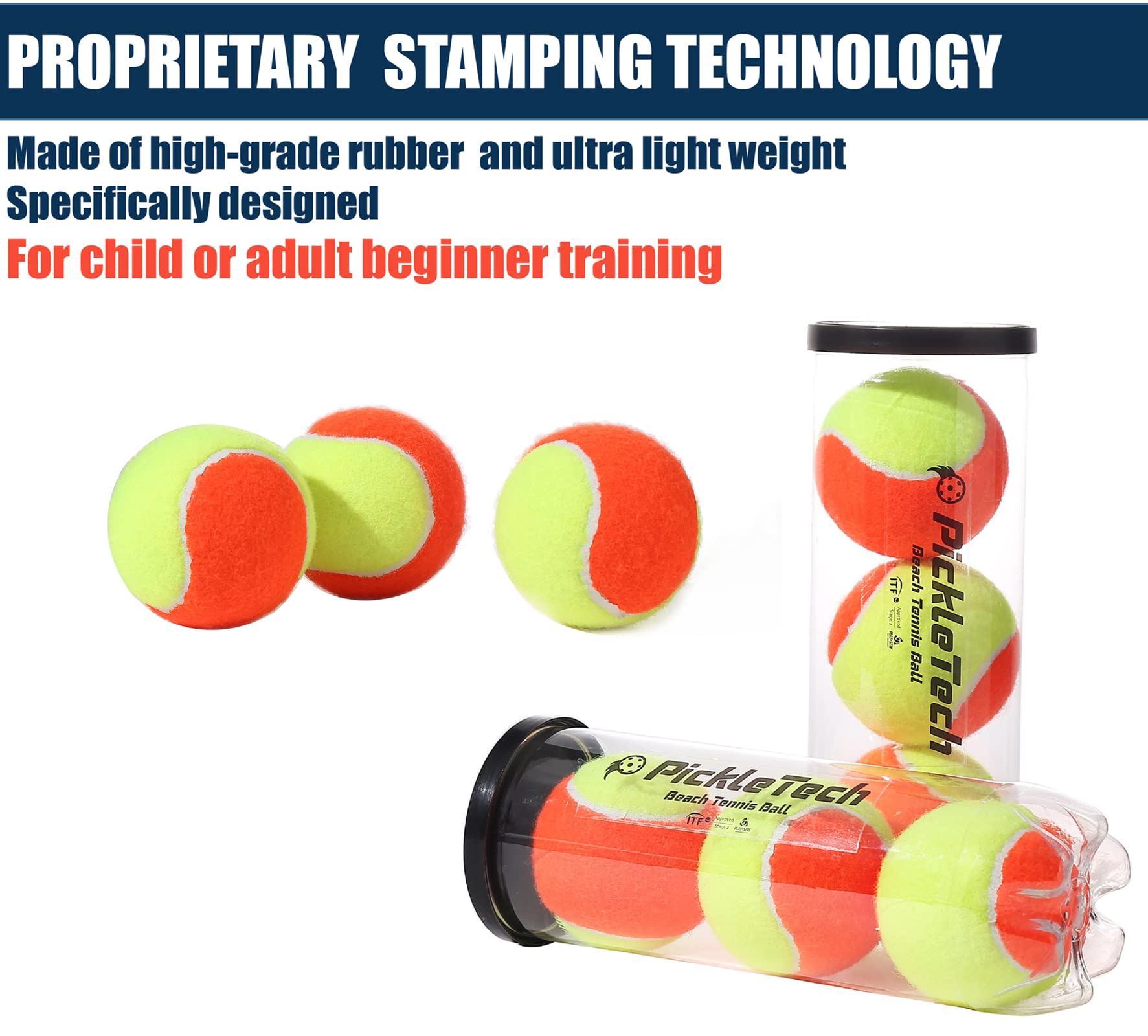 Snapklik.com : PICKLETECH 50% Low Compression Orange Tennis Balls For ...