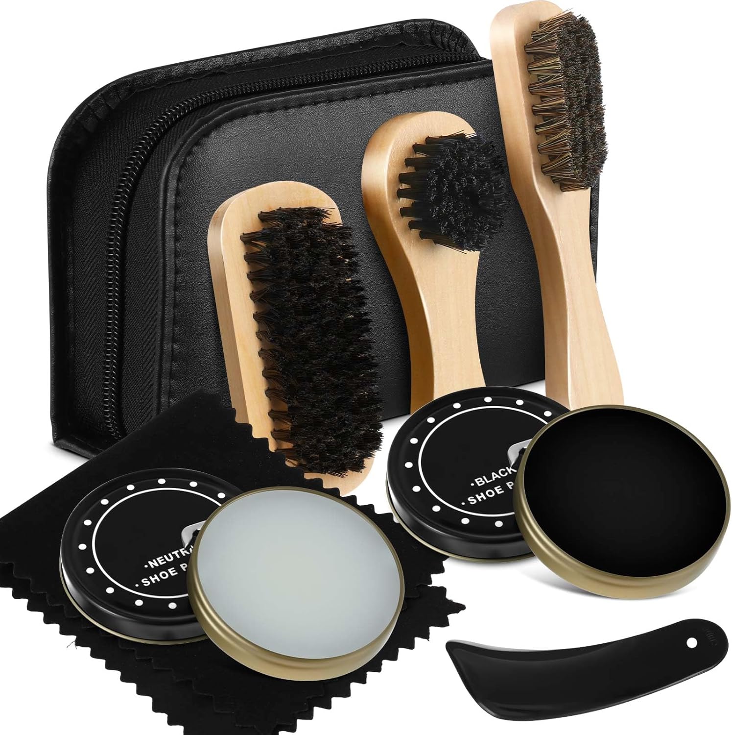 Amazon.com: Loopeer 8 Pcs Full Leather Shoe Polish Kit Shoe Polish Kit Shoe Shine Care Kit ...