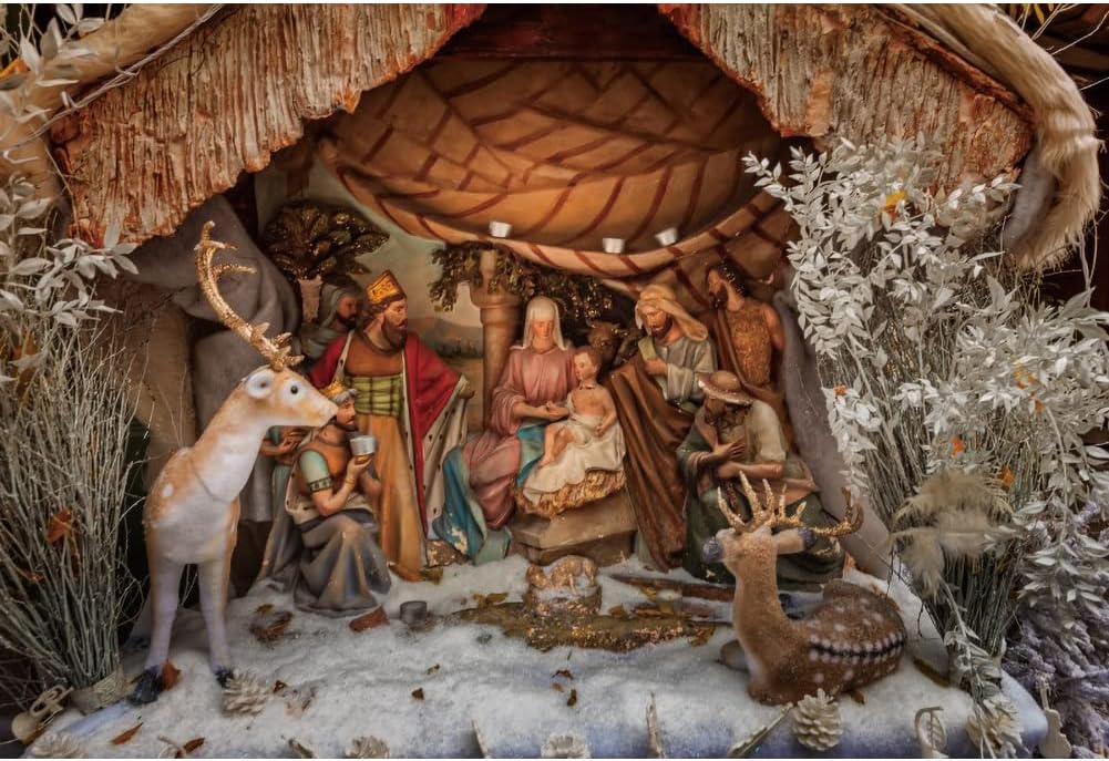 Amazon.com : Renaiss 15x10ft Christmas Manger Scene Backdrop Christmas ...