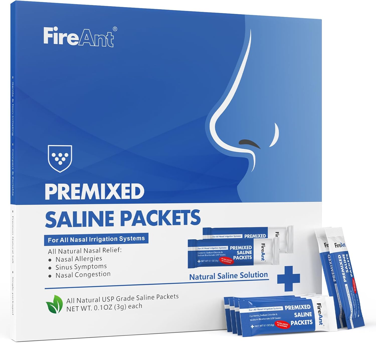 Amazon.com: FireAnt Saline Packets Sinus Rinse, 101 Premixed Neti Pot ...