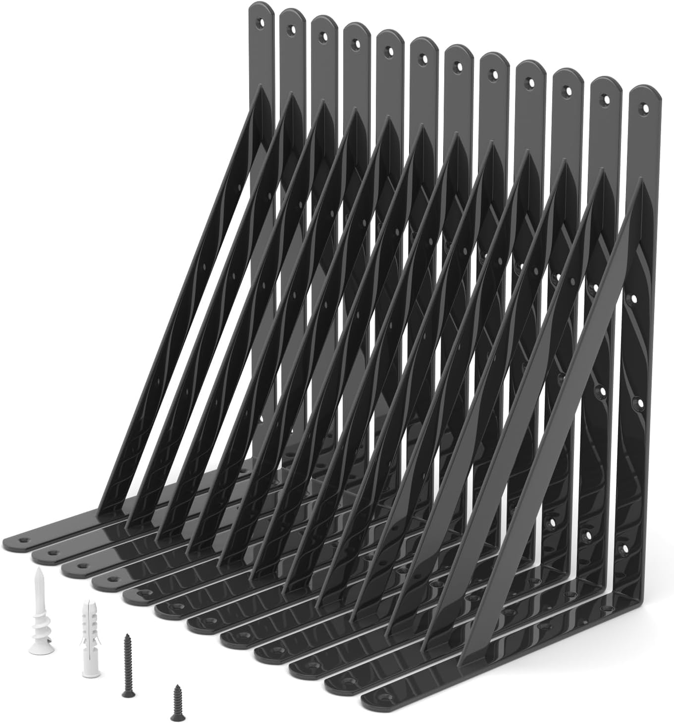 Cudebo 12 Pack 12 Inch Shelf Brackets Wall Mounted, Heavy Duty Triangle ...