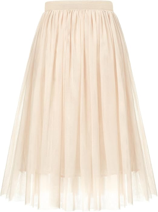Amazon.com: BOOPH Girls Tulle Skirts A-line Mesh Skirt Long Beige Tutu Skirts Dress for Toddler ...