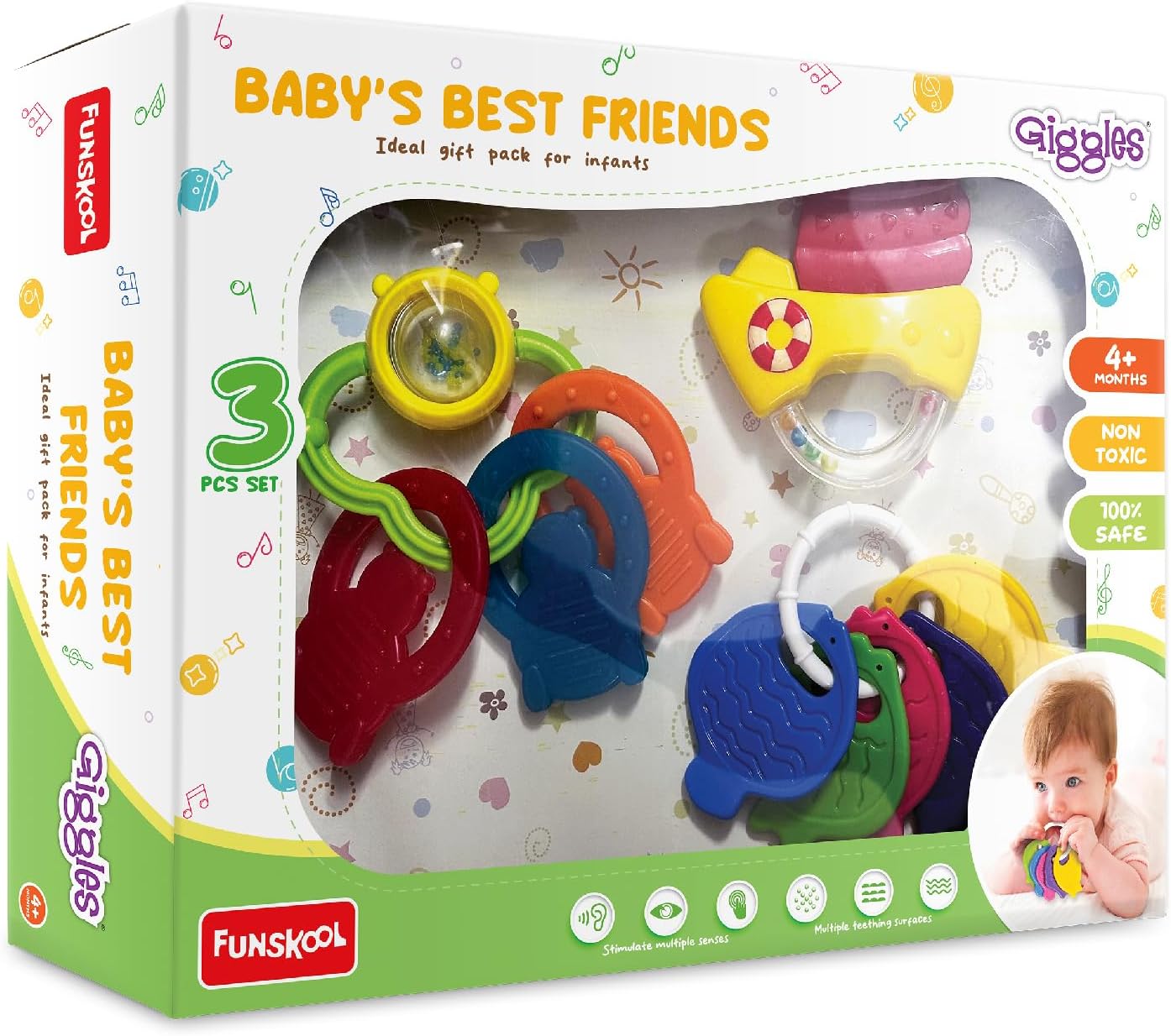 Funskool Giggles Plastic-Orange Teether, Teether For Babies To Sooth ...